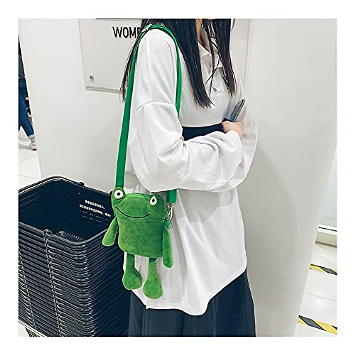 ANKOMINA Women Kids Cute Plush Frog Crossbody Bag Small Cell Phone Wallet Coin Purse Bag Shoulder Handbag