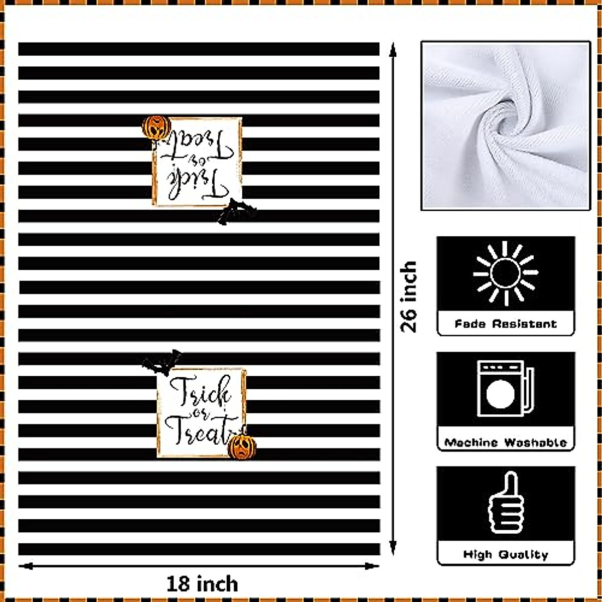 4 PCS Halloween Dish Towels Happy Halloween Kitchen Towels Trick or Treat Boo Spooky Tea Towels Halloween Dishcloth for Kitchen Home Decor Bathroom Table, 18" x 26"