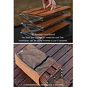 Keenature Black Walnut Camping Table Shelf Portable for Picnic,Camp,Beach,Fishing,Hiking,BBQ,Parties or Outdoor Activities