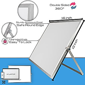 Dry Erase White Board for Desk & Wall,12"X16" Large Magnetic Desktop Whiteboard with Stand, 8 Markers, 4 Magnets,1 Eraser, Double-Sided Portable Whiteboard Easel for Office, Students Memo to Do List