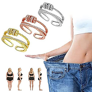 JANSIO Threanic Triple-Spin Ring, JANSIO Triple-Spin Ring, Feelief Zirconica Triple Fidget Ring, Anti Anxiety Adjustable Moissanite Spinner Ring for Men and Women (3pcs)