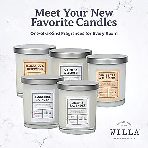 Willa Vanilla & Amber Highly Scented Candle - All Natural Soy Wax Luxury Candles Made in The USA with Essential Oils - Best for a Home / Aromatherapy / Gift / Spa / Bathroom 9oz Jar Candle