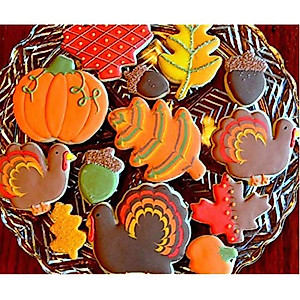 Fall Thanksgiving Cookie Cutters Set - 8 Pieces - Pumpkin, Football,Turkey, Maple Leaf, Oak Leaf,Squirrel,Candy Corn and Acorn- Stainless Steel