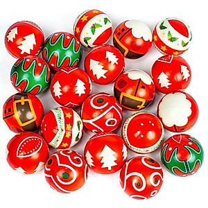 LovesTown Christmas Stress Ball Toys, 20PCS Christmas Squeeze Toys 2.5Inch Bouncy Squeeze Balls for Stress Relief Christmas Party Favors Goodie Bag Fillers