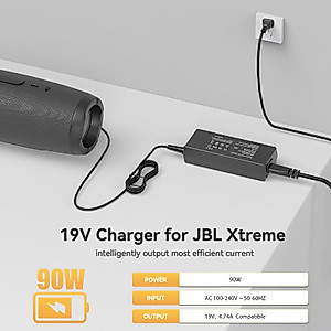 19V Charger for JBL Xtreme 2, JBL Boombox 1 2, Extreme Portable Wireless Bluetooth Waterproof Speaker Power Adapter, JBL Speaker Power Supply Cord