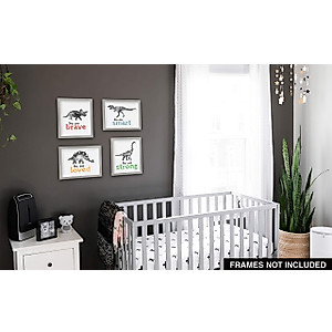 Confetti Fox Dinosaur Wall Art for Little Boys Room, Baby Nursery Posters, Motivational Kids Playroom Dino Decor, Toddler T-Rex Positive Affirmations Quotes (8x10 Unframed Set of 4 Prints)