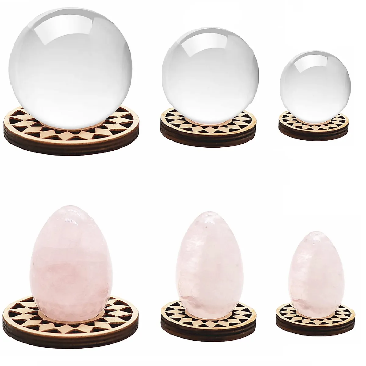 Nwsrayu 30 pcs 3 sizes Wood Crystal Ball Stand for 30 - 150 mm Sphere, Wooden Mini Sphere Holder, Crystal Ball Display (10S+10M+10L)