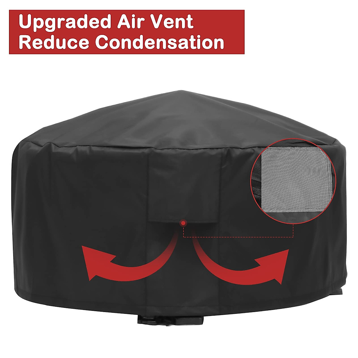 SINGLYFIRE Fire Pit Cover Round for 22Inch-26Inch Fire Pit Heavy Duty Thick PVC Coating with 2Air Vents Waterproof Firepit Cover Outdoor Anti-UV Fire Bowl Cover All-Season Protection