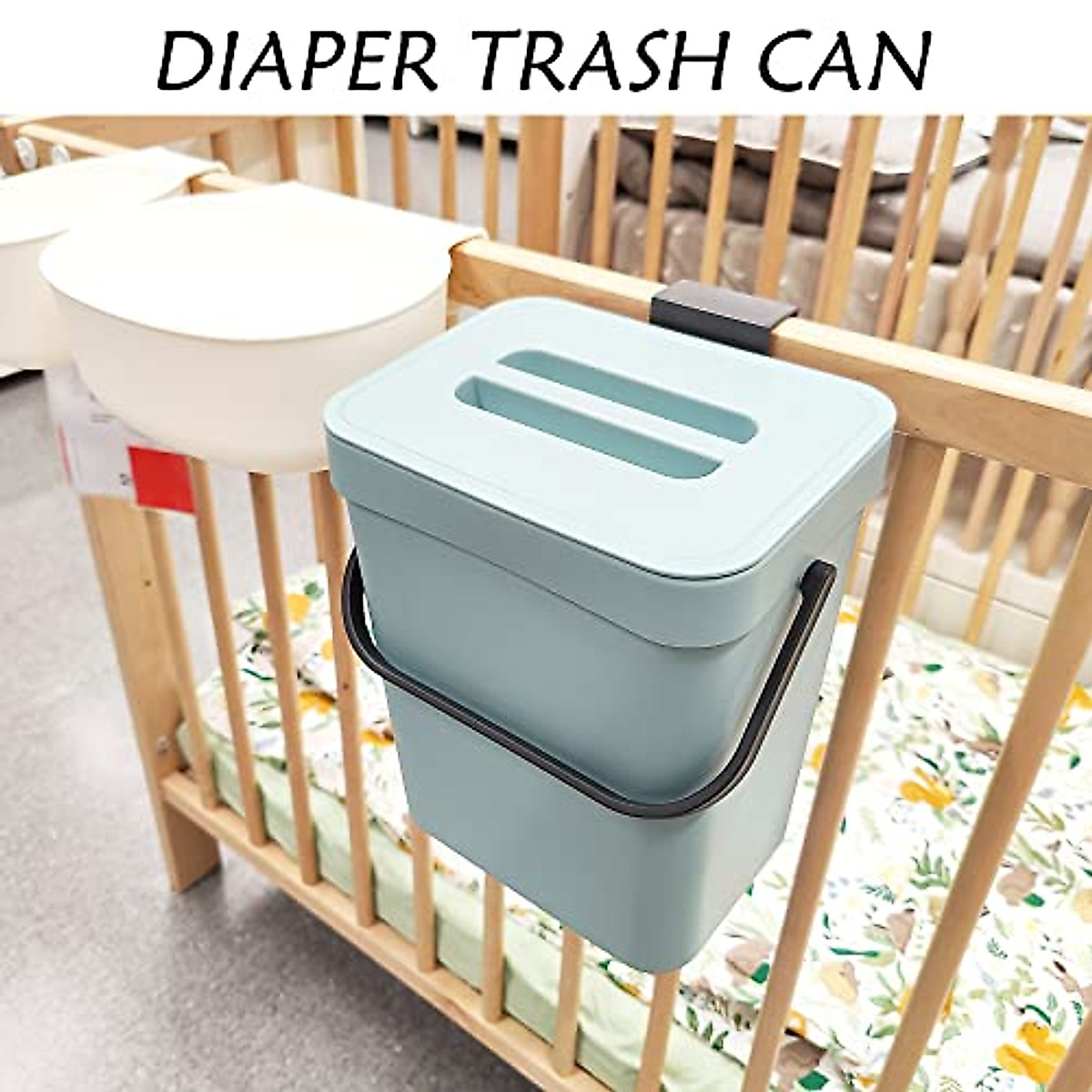 StoneSpace Compost Bin Indoor Kitchen Sealed, Mountable Compost Bucket, Hanging Food Waste Bin for Kitchen,1.3 Gallon/ 5L Blue