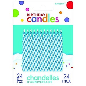 Blue Candy Stripe Spiral Birthday Candles | Pack of 24 | Party Supply