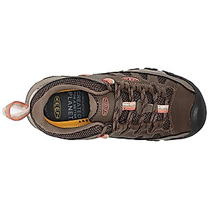KEEN Women's Targhee Vent Low Height Breathable Hiking Shoes, Stone Gray/Brick DuST, 10.5