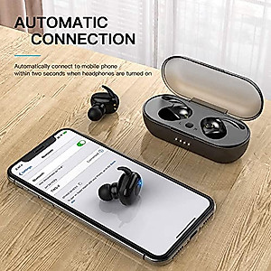 Qisebin Wireless Earbuds True Wireless Earbuds Bluetooth Headphones with Microphone Bluetooth Earbuds Stereo Calls Extra Bass 36H for Workout(Charging Case Included) - Black