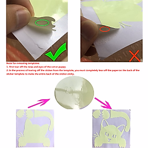 JIESWMY 5 Packs Glow in The Dark Wall Stickers,Luminous Switch Sticker,Cartoon Cat Dog PVC Wall Stickers for Kids and Adult Nursery Bedroom Living Room, 13*13cm, 5665-265