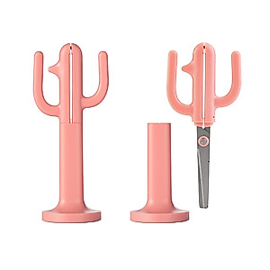 Cactus Shape Scissor,Non Stick Titanium Paper Cutting Scissor for Office & Home,Stainless Steal Sharp Scissor 7 Inch,Desktop Decorations (Green)