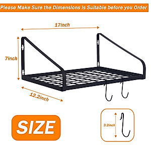 ZHOHO TANT Hanging Pot Rack Pot Pan Rack Wall Mounted Pan and Pot Hanger with 8 Hooks for Kitchen Cookware Utensils 2 DIY Methods Black Steel Pan and Pot Hanging Organizer