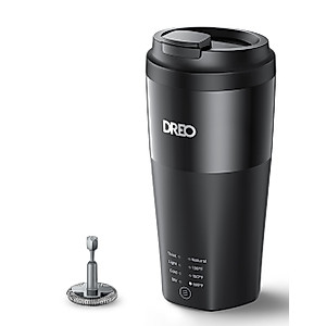 Dreo Milk Frother, 4-in-1 Electric Frother for Coffee, Hot and Cold Foam Maker for Cappuccino, Flat-white, Latte with Plant-based and Dairy Milk, Multi-stage, Easy to Clean, Temperature Control, Black