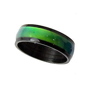 The Quiet Witness S14 Black Stainless Steel 8mm Wide Mood Ring Endless Band Color Changing 1970's Excellent Quality (10)