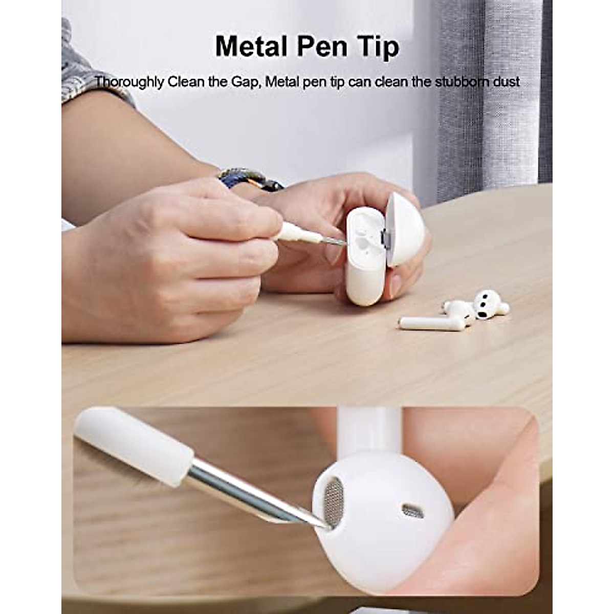 Hagibis Cleaning Pen for Airpods Pro 1 2 Multi-Function Cleaner Kit Soft Brush for Bluetooth Earphones Case Cleaning Tools for Lego Huawei Samsung MI Earbuds (White)