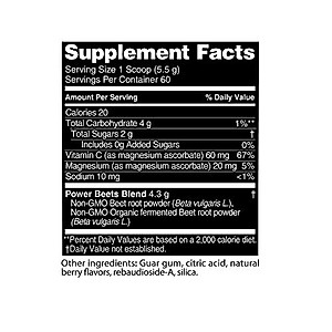 Nature Fuel Power Beets Powder, Delicious Acai Berry Pomegranate, Concentrated Superfood Supplement, Supports Circulation, Natural Energy & Stamina, Non-GMO, 60 Servings