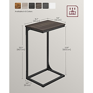 VASAGLE C-Shaped End Table, Side Table for Sofa, Couch Table with Metal Frame, Small TV Tray Table for Living Room, Bedroom, Chestnut Brown and Black