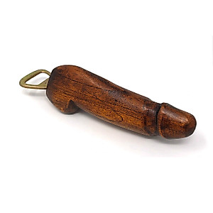 Fun Product's Hand-Carved Wooden Penis Bottle Opener (Pink Brown) - Perfect Novelty Gift for Parties and Birthdays