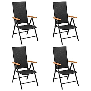 YUHI-HQYD 5 Piece Patio Dining Set,Patio Decor,Friends Gathering Set,Chair's Backrest Reclines in 7 Positions,Assembly Required,Used for Patio, Garden, Lawn,Poolside, Camping, Black and Brown