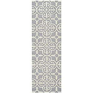 SAFAVIEH Cambridge Collection 2'6" x 12' Silver / Ivory CAM133D Handmade Moroccan Premium Wool Runner Rug