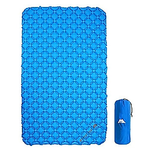 MasterTool Ultralight Double Sleeping Pad for Camping, Portable Waterproof Camping Pad, Inflatable Comfort Camping Mattress 2 Person, Ripstop Sleeping mat for Backpacking (Blue)