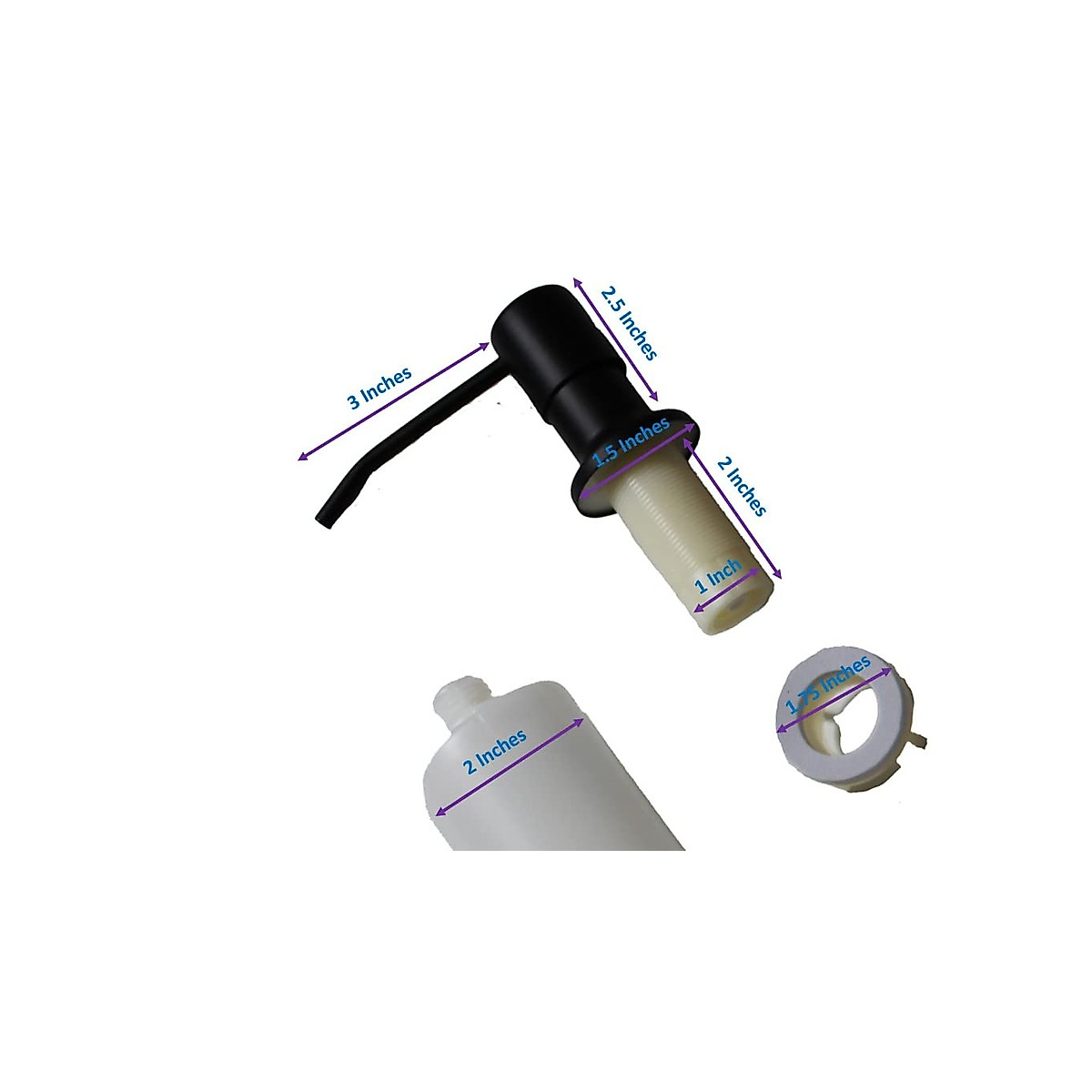 Soap Dispenser for Kitchen Sink, Built in, Stainless Steel (Brushed Nickel), Pump Set for Dish Soap or Lotion, Refill from The Top, for CounterTop, Black