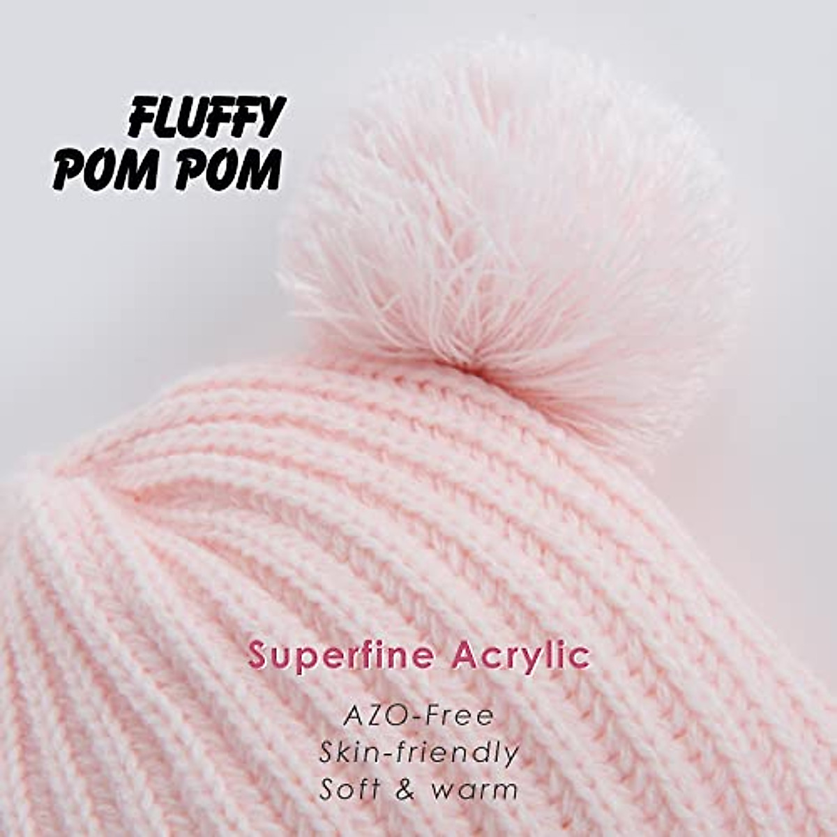 FURTALK Toddler Winter Hat Pom Beanie Fleece Lined Knit Hats for Baby Kids Boys Girls 1-3 Years