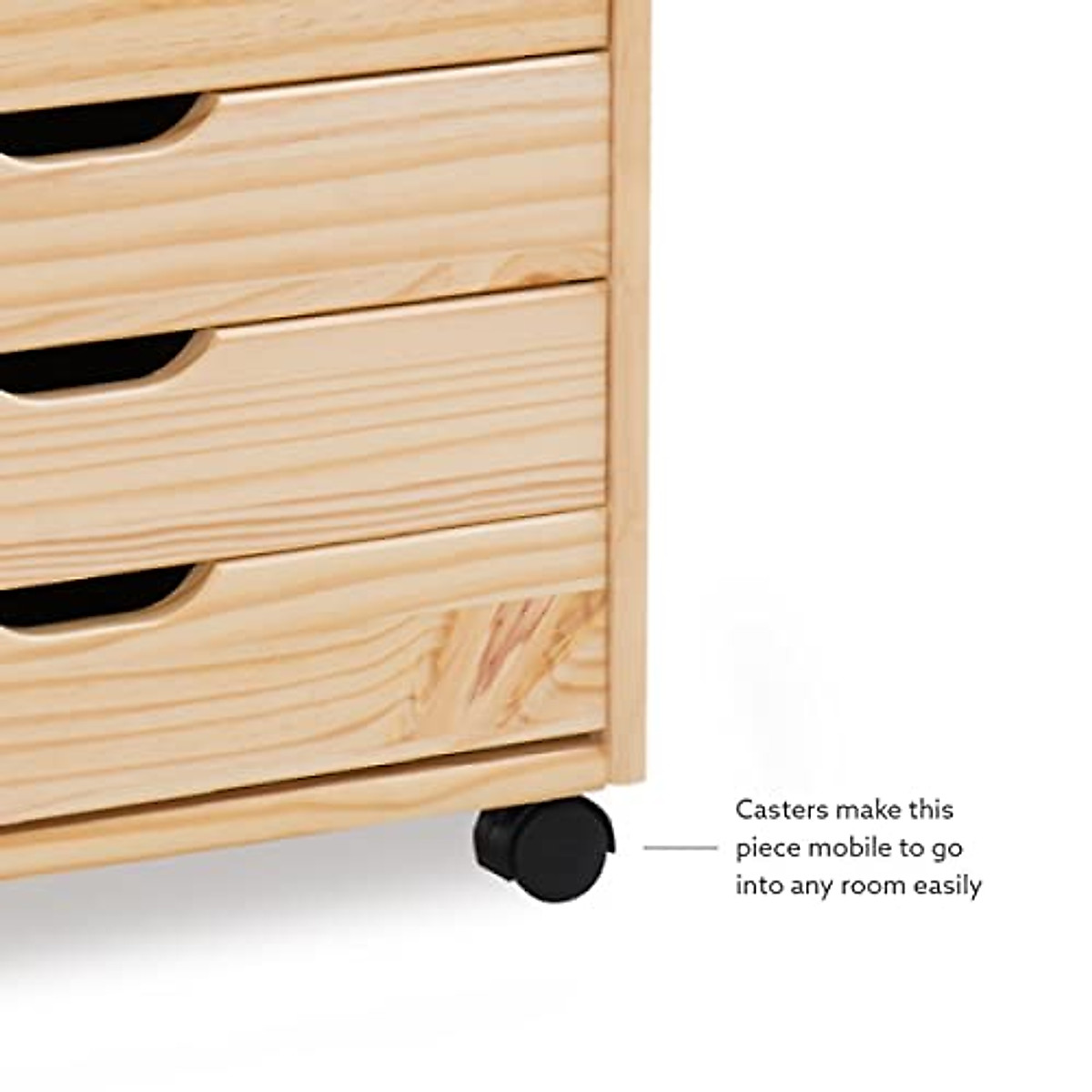 Linon Home Decor Products Corinne Six Drawer Wide, Natural Rolling Cart