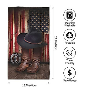 Ohiokwei American Western Cowboy Pattern Hand Towels,Ultra Soft Highly Absorbent Bathroom Towel Kitchen Dish Guest Towel for Bathroom, Hotel, Gym and Spa(27.5" x 15.7")