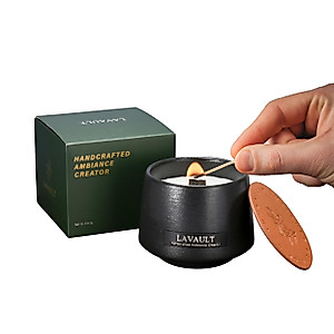 Lavault Stone Jar Candles - Long-Lasting Burn Time - Made from Natural Soy Wax and Essential Oils - Paraffin-Free - Ideal for Home or Office - Decorative Candles - Black Gift Candles - Floral Aroma
