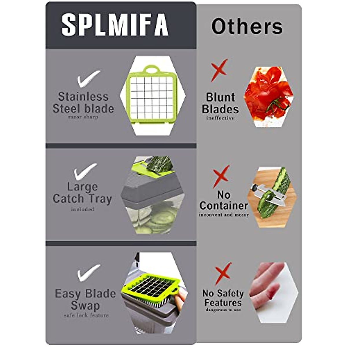 SPLMIFA Vegetable Chopper - Adjustable Vegetable Slicer - Kitchen Gift Gadget Slicer for Salad Potatoes Carrots Garlic with Container Onion Chopper with Container - Professional Food Chopper 12 in 1