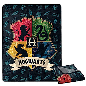Harry Potter Fleece Throw Blanket - Harry Potter Hogwarts Plush Fleece Throw - Gryffindor Hufflepuff Ravenclaw Slytherin Wizardry Throw Blanket (Harry Potter)