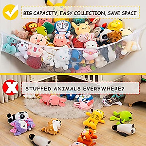 INSFITY Stuffed Animal Hammock Corner Plush Toys Storage Net Organizer (White 2 Pack, X-Large)