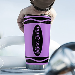 Wassmin Personalized Teach Love Inspire Teacher Life Tumbler Cup With Lid Double Wall Vacuum Insulated Stainless Steel Tumblers 20oz 30oz Travel Mug Birthday Christmas Gifts Custom Name (Purple)