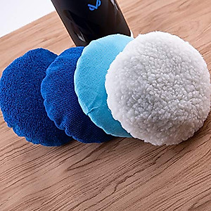 LUTER 5-6 Inch 24pcs Polishing Bonnet Pads Microfiber Wax Applicator Including 12 Packs Microfiber Waxing Bonnet 6 Packs Wool Buffing Pads 6 Packs Non-Woven Buffing Pad