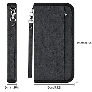 MUKEMUHE Travel Passport Holder Wallet Family Passport Documents Organizer with Upgrade All-round RFID Blocking for Family 6 Men & Women Black Large