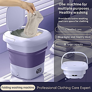 9L Large Capacity Portable Washing Machine,Small Washing Machine,Foldable Washing Machine with Spin-Dry Basket,Mini Washing Machine with 3 Modes Deep Cleaning for Underwear or Small Items,