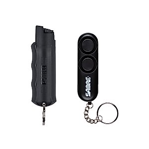 SABRE Personal Safety Kit With Pepper Spray and Personal Alarm, 25 Bursts, 10-Foot (3-Meter) Range, 120dB Alarm, Audible Up To 1,280-Feet (390-Meters)