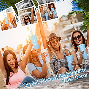 Qinyoung 16 Pcs Last Toast on the Coasts Bachelorette Party Plastic Cups 24 oz Bachelorette Party Tumbler with Lids and Straws Camp Bachelorette Cups for Bride Bridesmaid Last Toast on the Coast Gifts