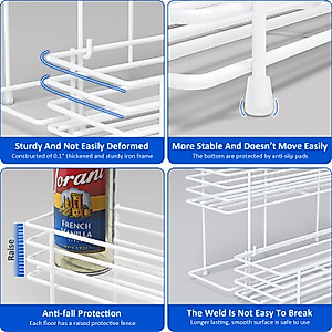eipizx Coffee Syrup Organizer 2 Tier Syrup Bottle Holder Rack for Coffee Bar 10 Bottles White Wine Bottle Rack Coffee Syrup Stand Shelf for Syrup, Wine, Coffee Bar Organizer for Kitchen Coffee Shop