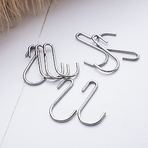 Remzly 30 Pack S Hooks for Hanging Kitchen Utensils, Clothes, Plants, Pots and Pans - 2.4” Small Silver Utility Hangers for Closet, Wire Shelving, Garage, Garden