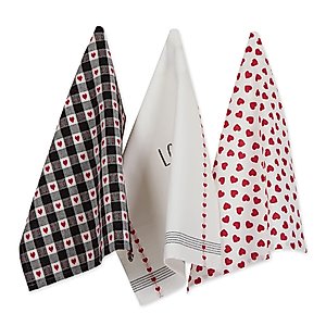 DII Valentine's Day Collection Kitchen, Dishtowel Set, 18x28, Dog Love, 3 Piece