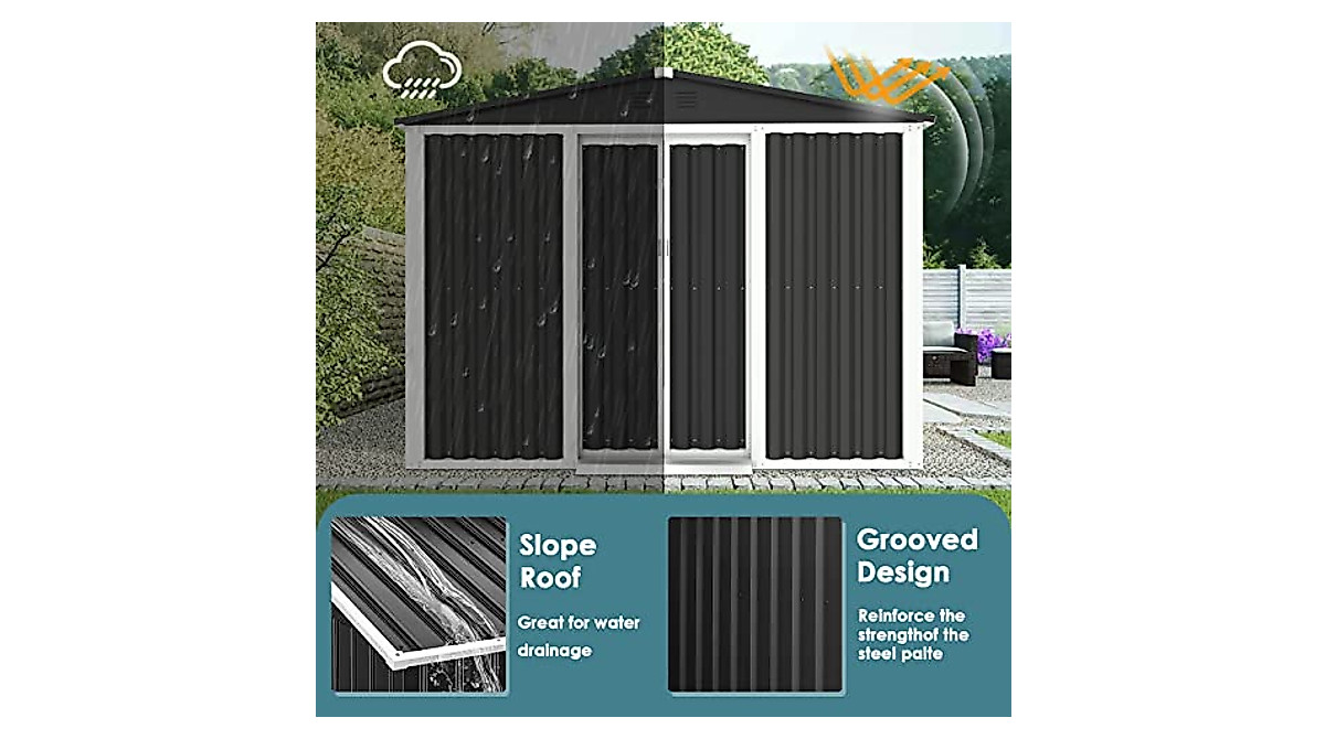Betterland 6X8 FT Steel Outdoor Storage Shed