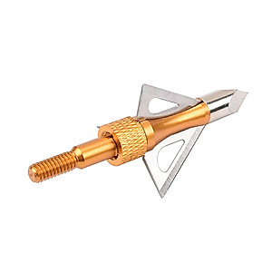 SZEO Hunting Broadheads 100 Grain 3 Fixed Blade Archery Arrowheads Screw in Hunting Arrow Tips for for Recurve Bow Compound Bow and Crossbow (6pcsgold)