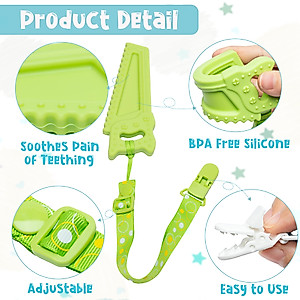 4Pcs Teething Toys for Babies, Soothe Babies Sore Gums BPA Free Silicone Teething Chew Toys with Pacifier Clip Infants Molar Teether Baby Shower Keepsake Gifts for 0-6 Months 6-12 Months