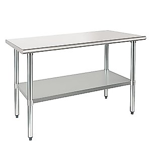 HARDURA Stainless Steel Table 24X48 Inches with Undershelf and Galvanized Legs NSF Heavy Duty Commercial Prep Work Table for Restaurant Kitchen Home and Hotel