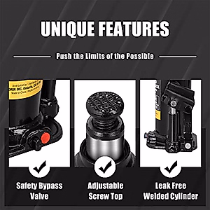 BIG RED 10 Ton (20,000 LBs) Torin Welded Hydraulic Car Bottle Jack for Auto Repair and House Lift, Black, AT91003BB